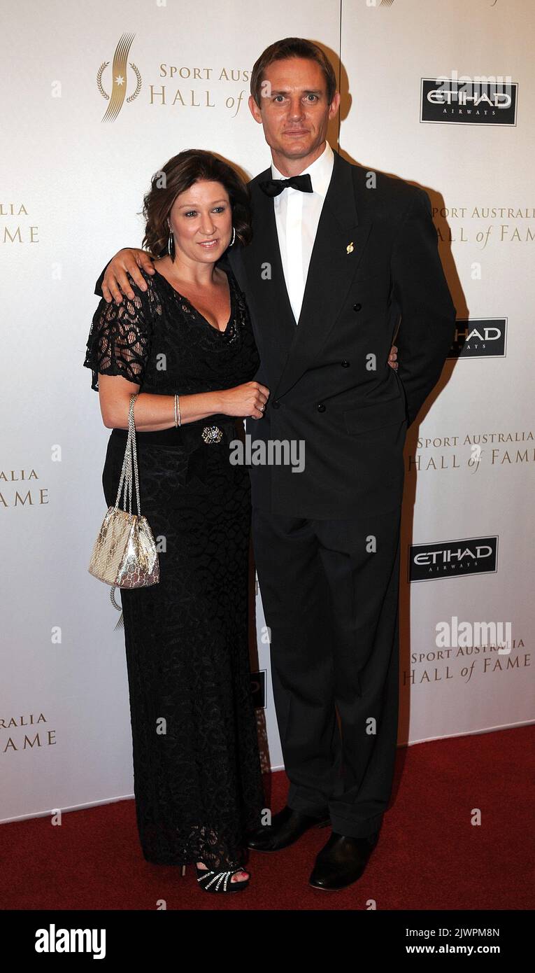 Former Wallabies player Stephen Larkham with his wife Jacqueline, on ...