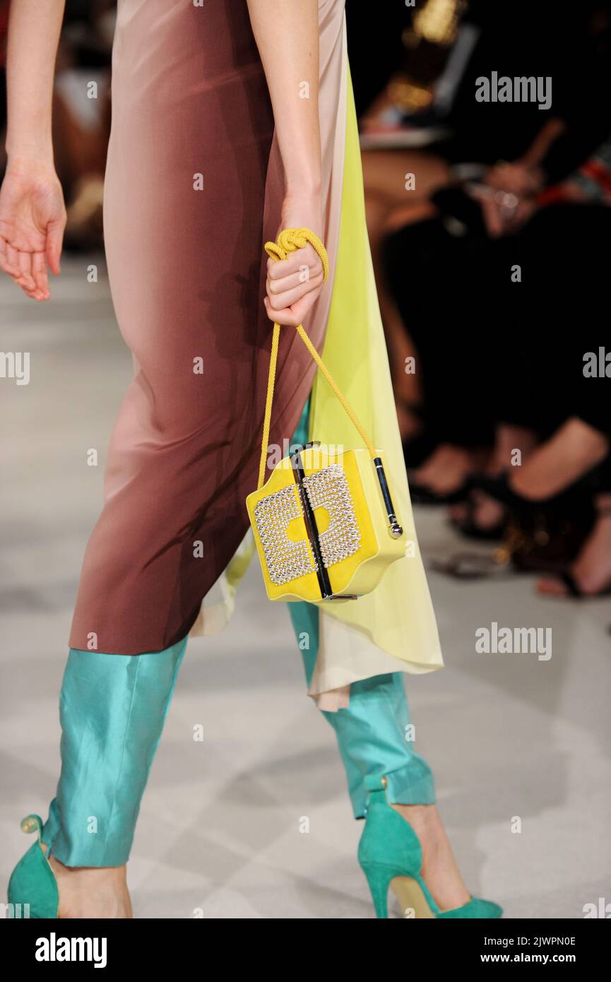 A Model on the runway for the Diane von Furstenberg Spring 2013 ...