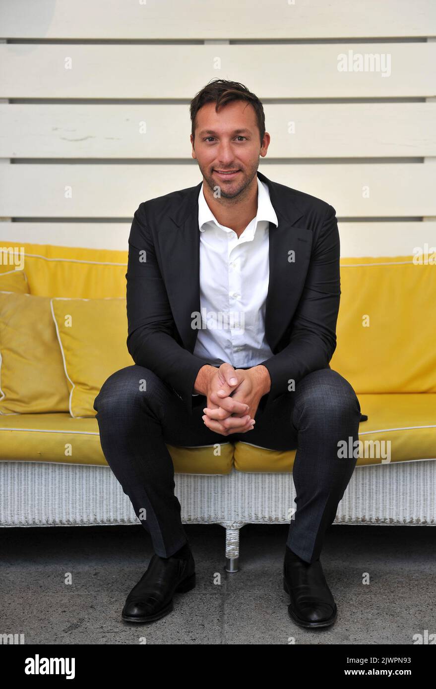 Former swimmer Ian Thorpe poses for a photograph after launching his ...