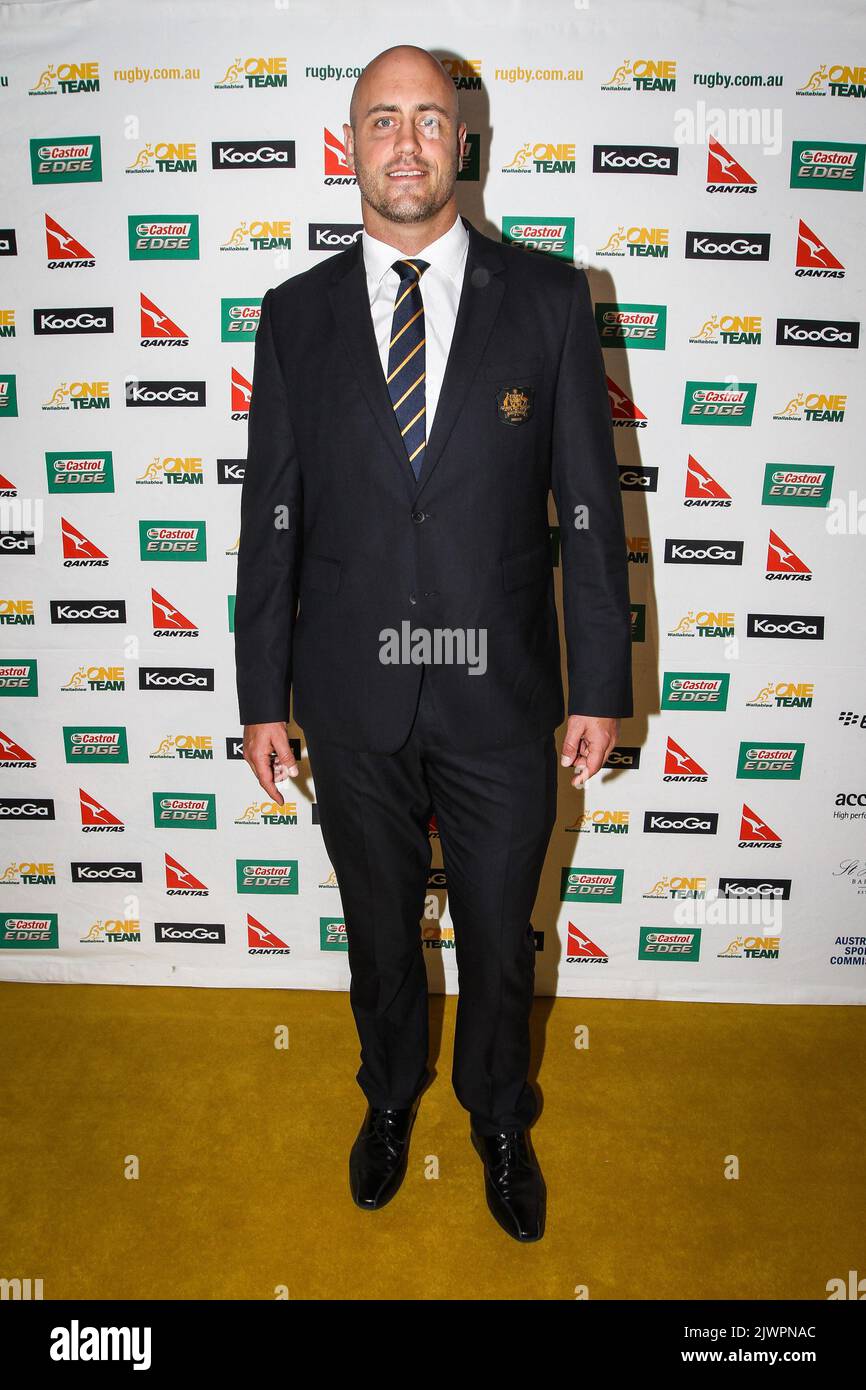 Nathan Sharpe arrive on the red carpet at the John Eales Medal Awards ...