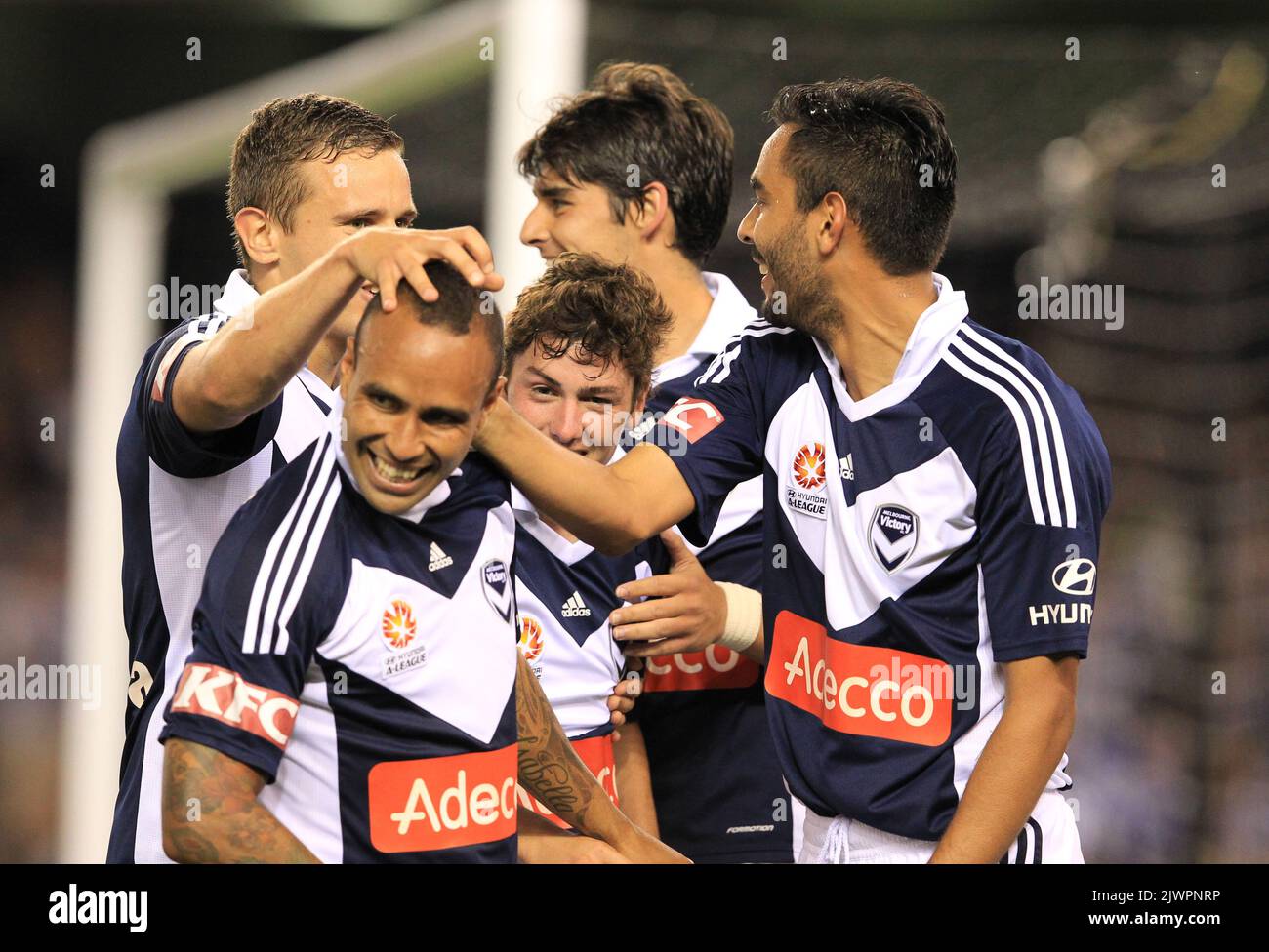 Marco Rojas celebrates with Archie Thompson after scoring a Victory ...