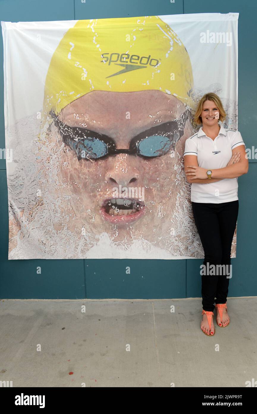 Olympic swimmer Leisel Jones poses for photos after a media conference ...