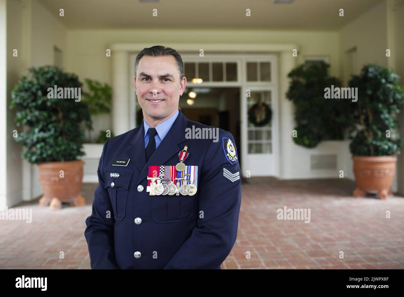 Australian recipient of the Cross of Valour Timothy Ian Britten poses ...
