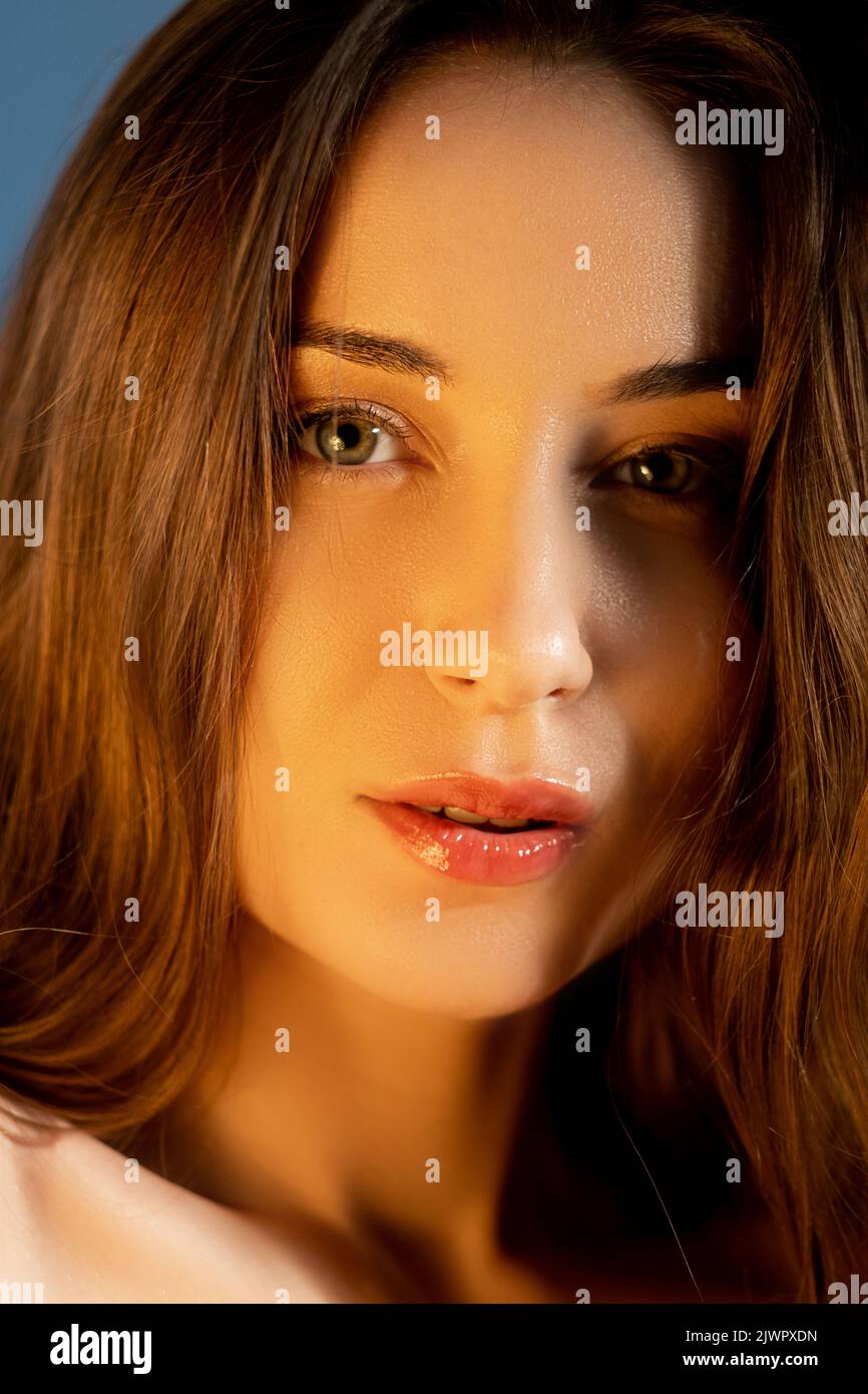 attractive woman natural beauty clean smooth face Stock Photo - Alamy