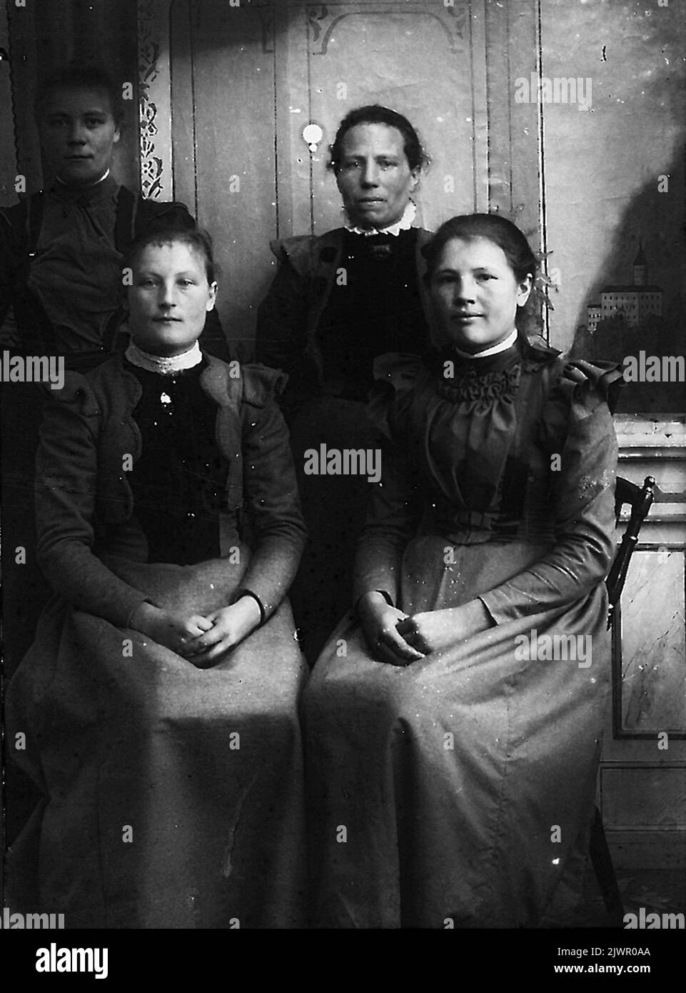 White background women group Black and White Stock Photos & Images - Alamy