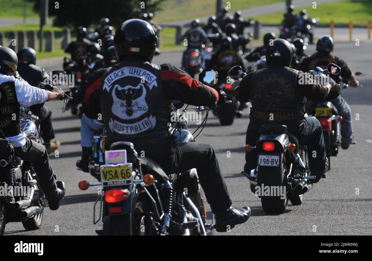Members of 14 N.S.W outlaw motorcycle gangs gather at Moore Park as ...