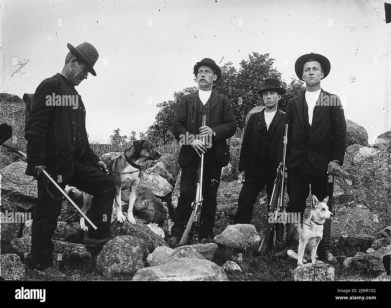 Group of hunting people Black and White Stock Photos & Images - Alamy