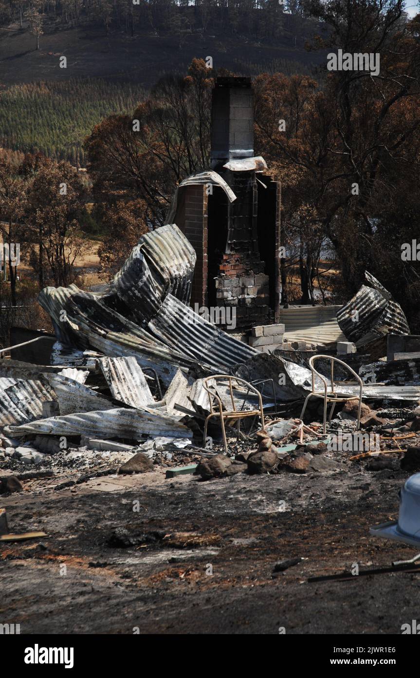 Bushfire affected property at Copping, in southern Tasmania on ...