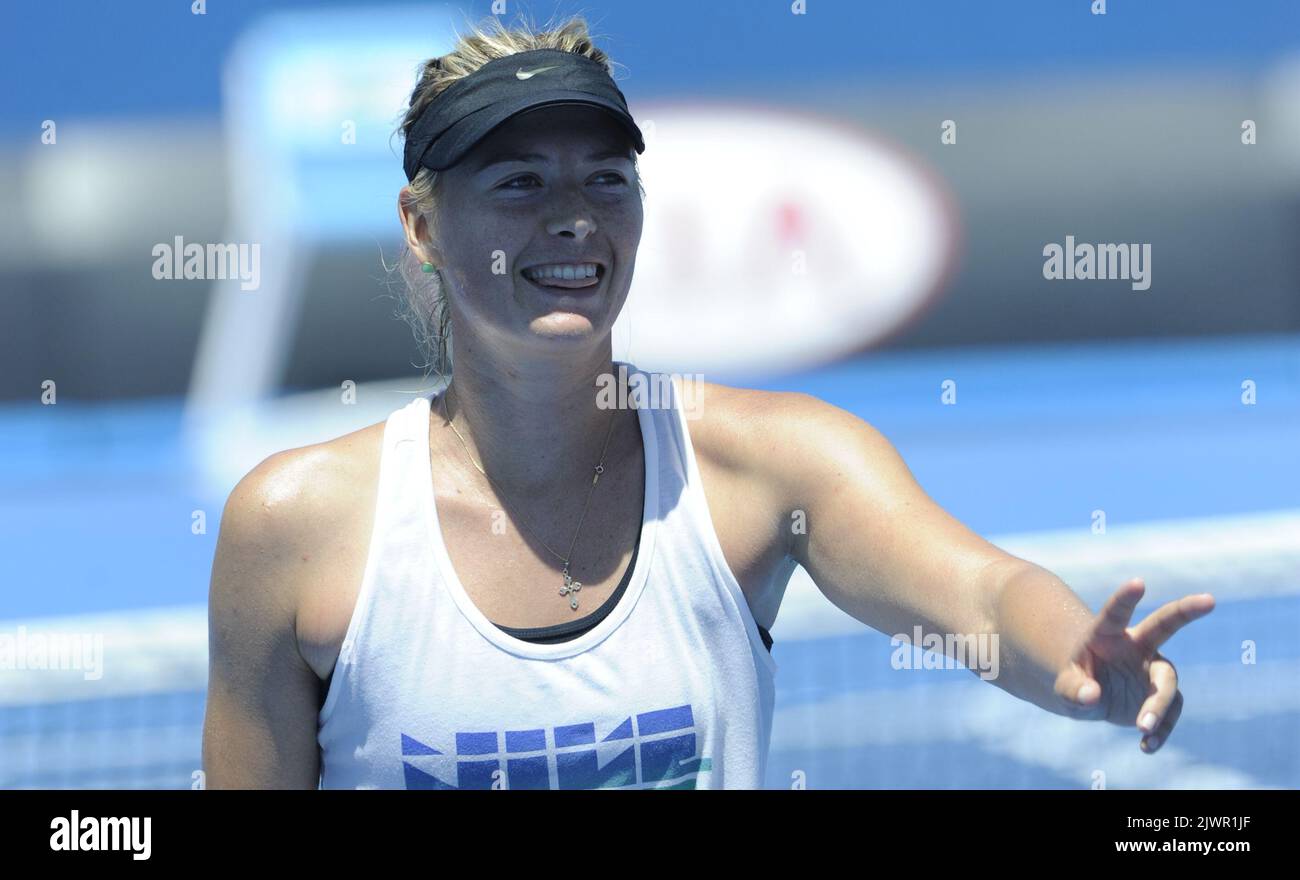 Russian Maria Sharapova practices at Melbourne Park in Melbourne ...