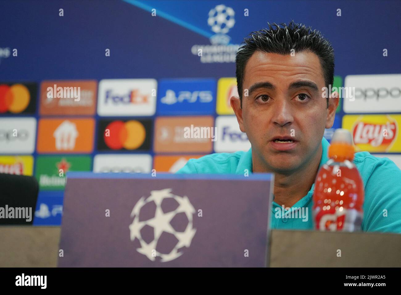 FC Barcelona head coach Xavi Hernandez during the press conferenceJoan ...
