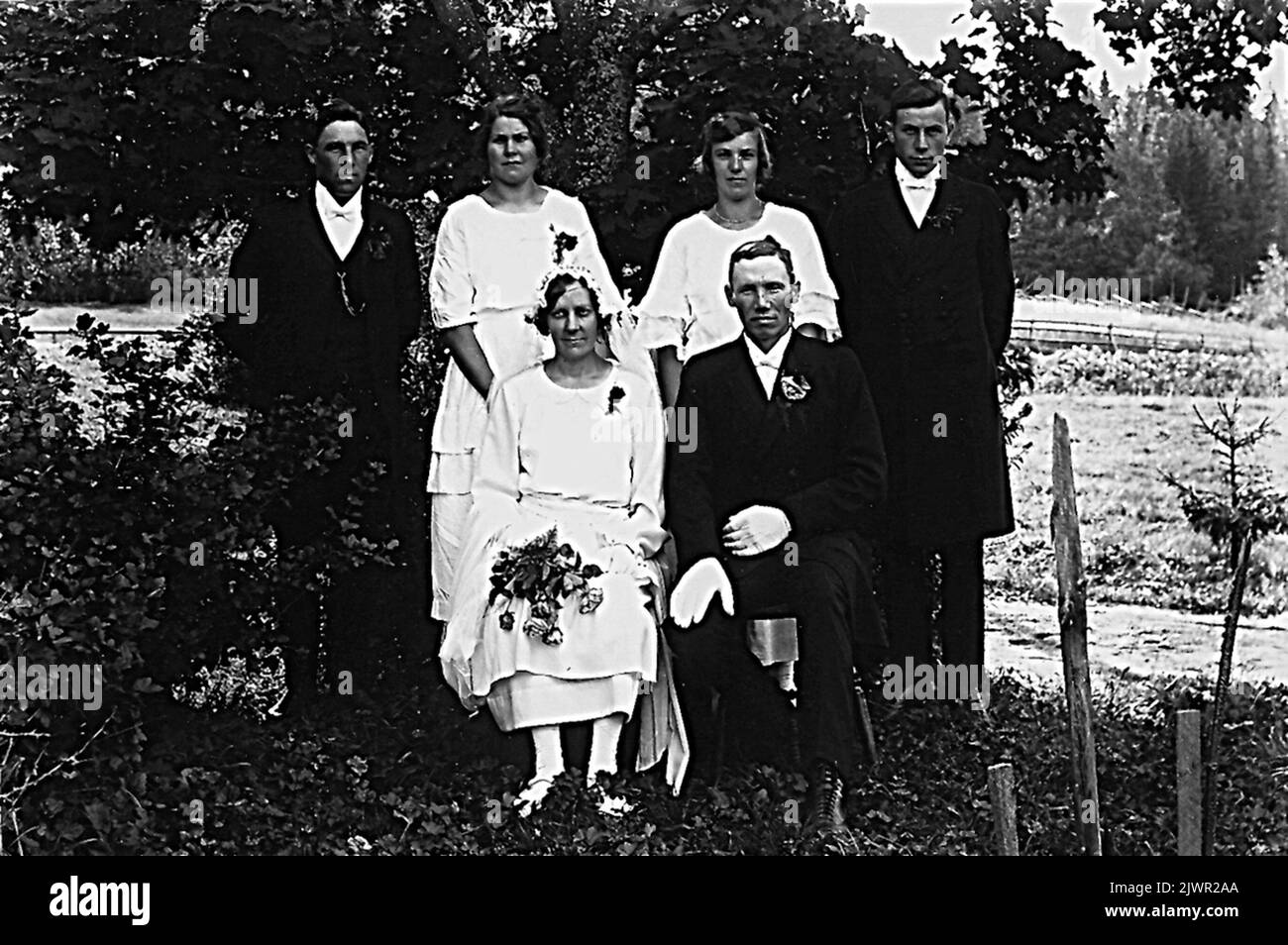 Standing from left: Elof Forslund, unknown, Anna Abrahamsson, born ...