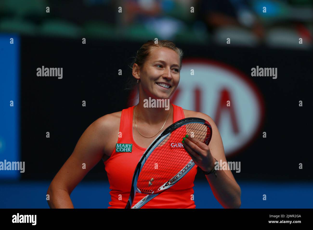 Olga Puchkova of Russia in action during her first round match against ...
