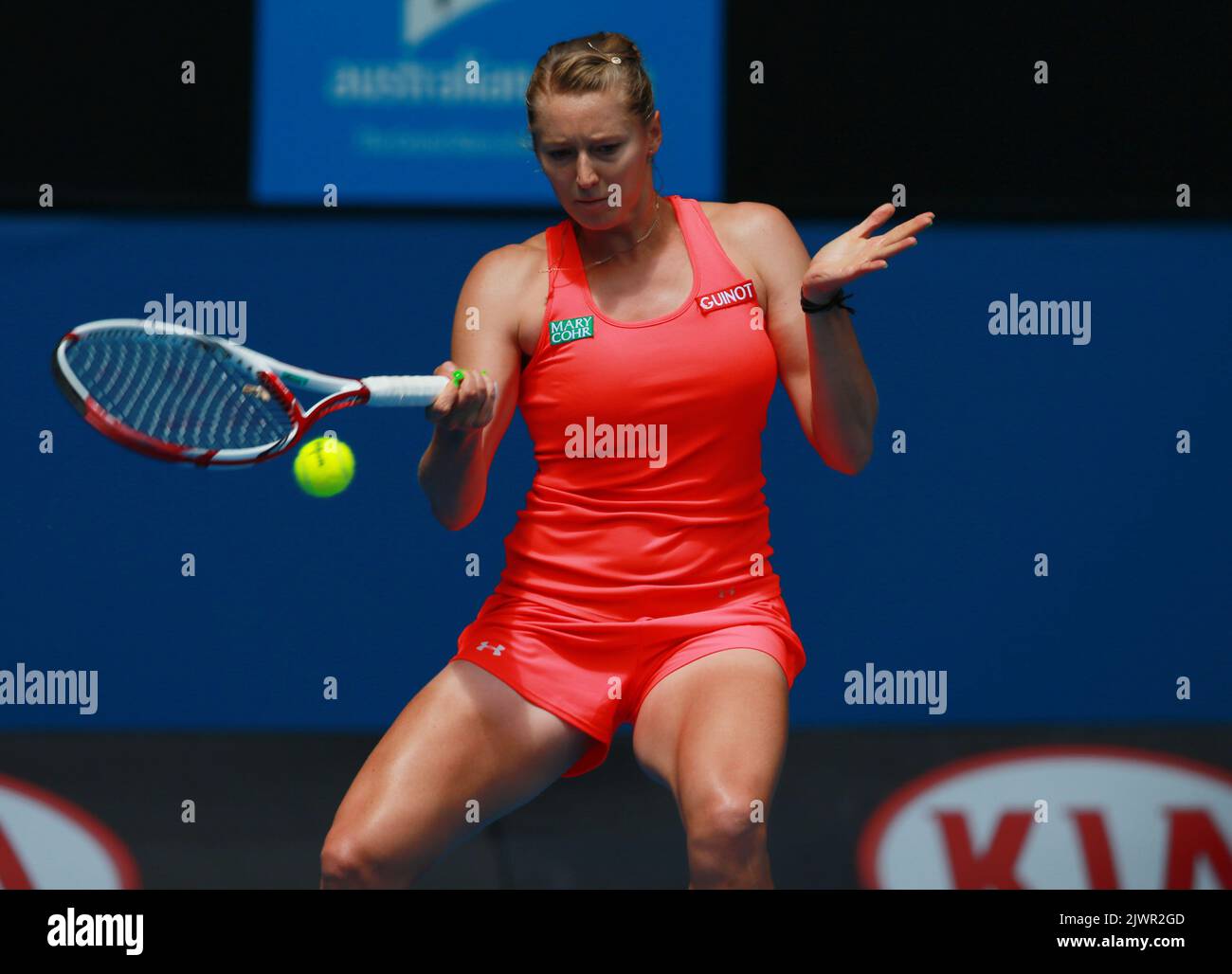 Olga Puchkova of Russia in action during her first round match against ...