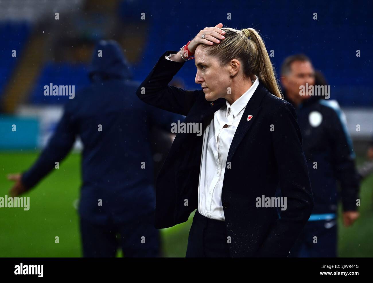 Wales head coach Gemma Grainger on the touchline ahead of the 2023 FIFA ...