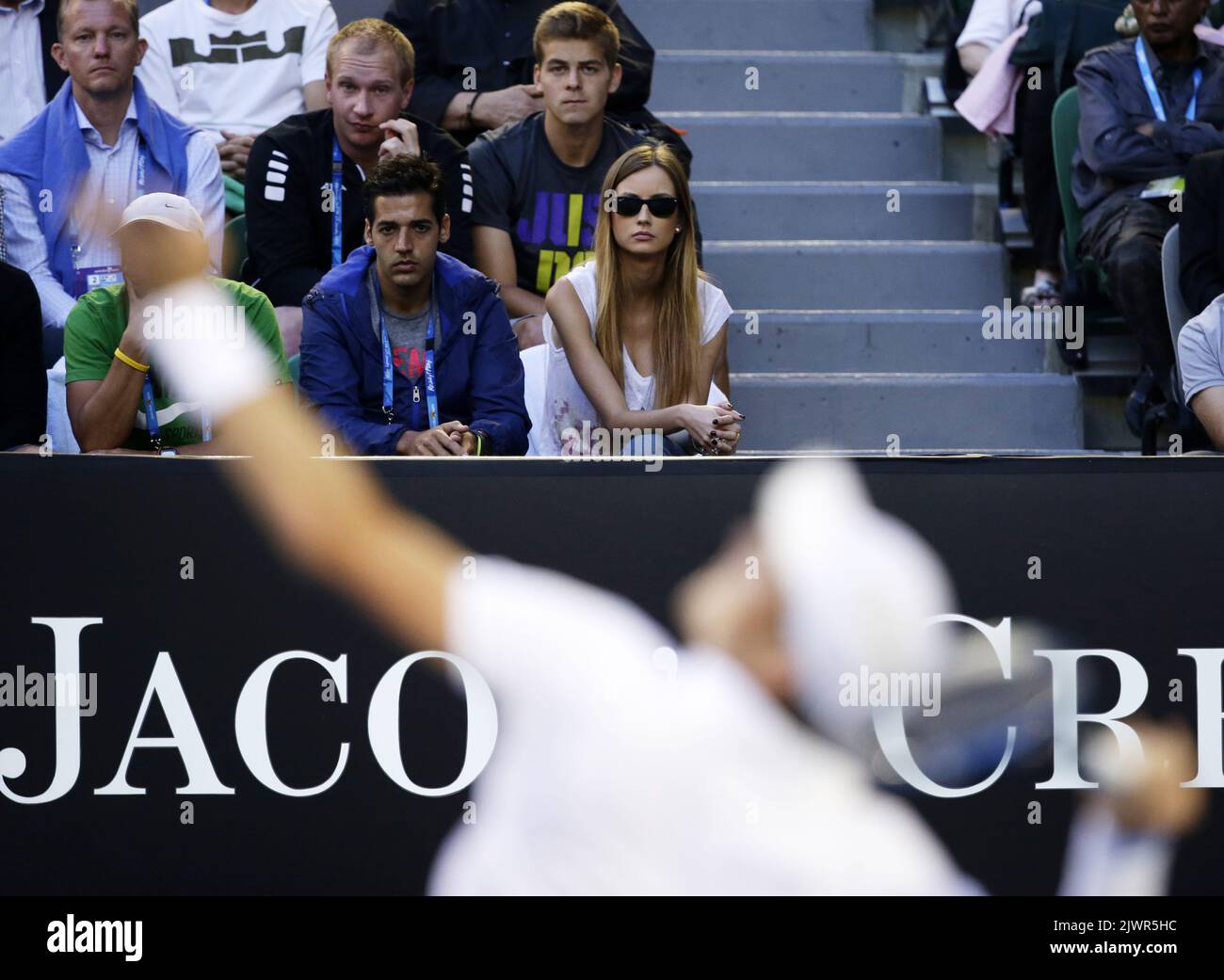 Czech model Ester Satorova watches her boyfriend Tomas Berdych ...