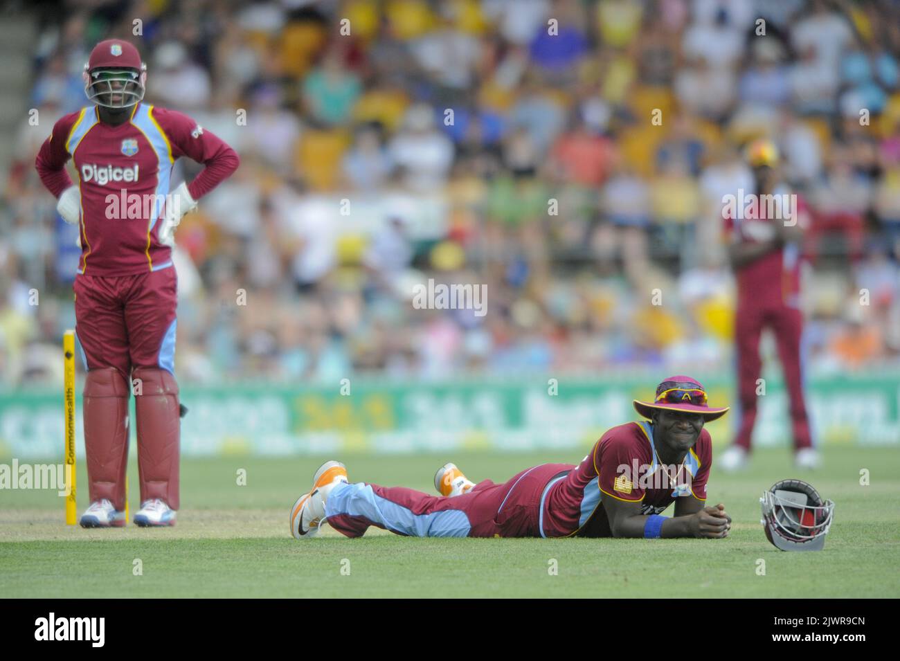 Darren Sammy of the West Indies reacts during the third One Day ...