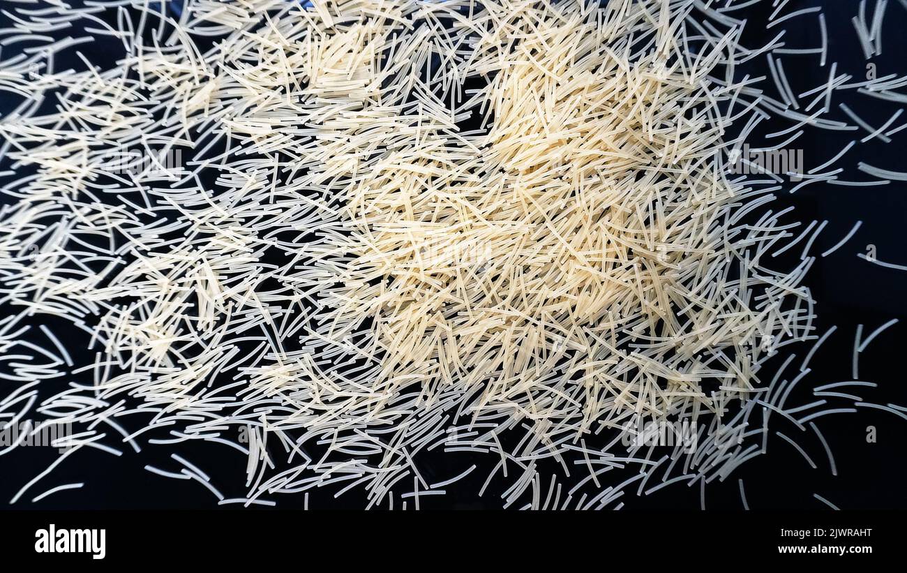 Vermicelli isolated on a black background for product advertising Stock ...