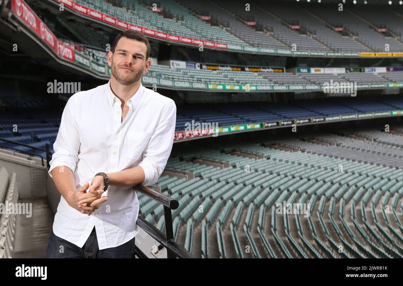 Actor Josh Helman poses for photographs at the Melbourne Cricket Ground ...