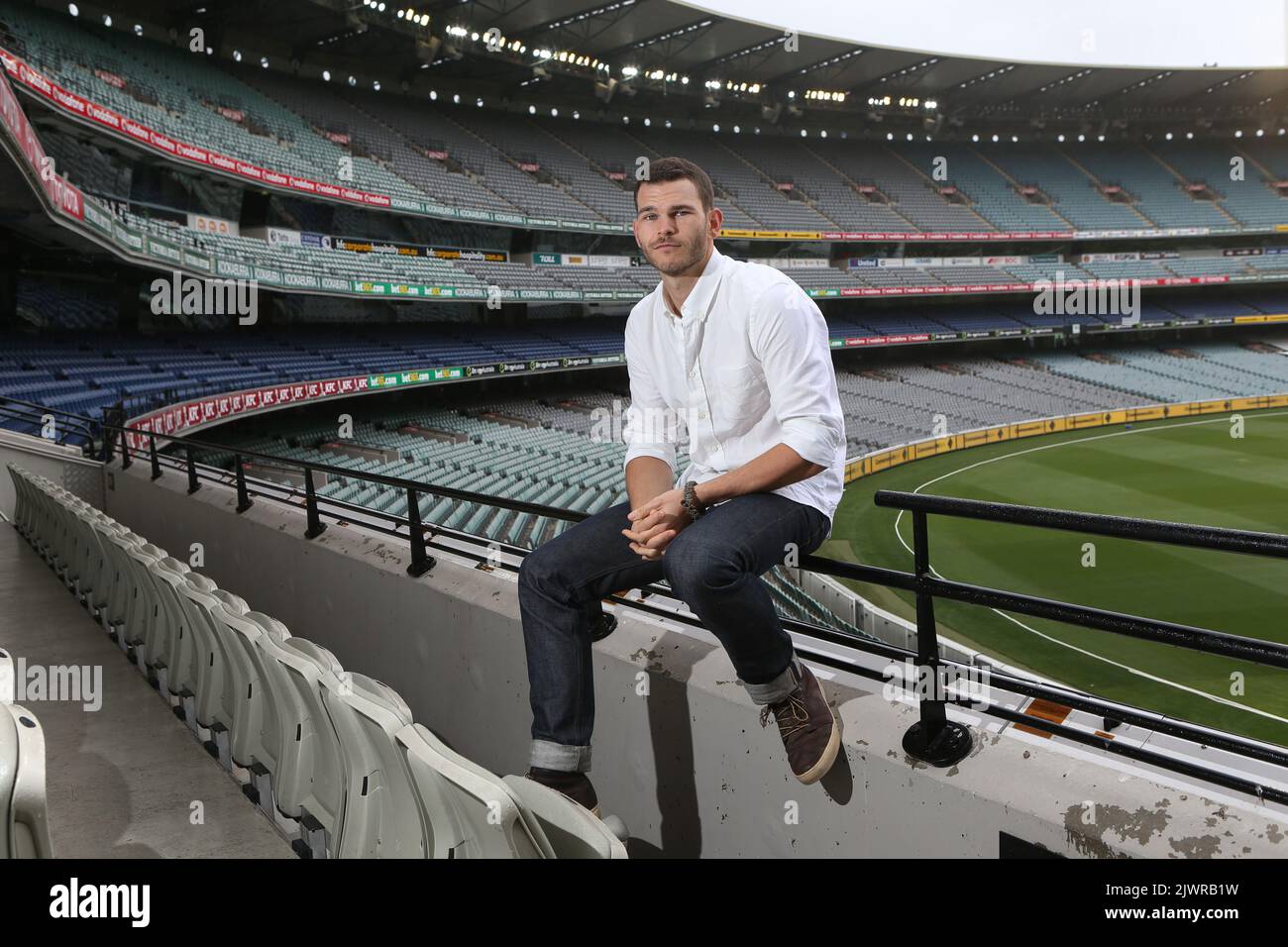 Actor Josh Helman poses for photographs at the Melbourne Cricket Ground ...