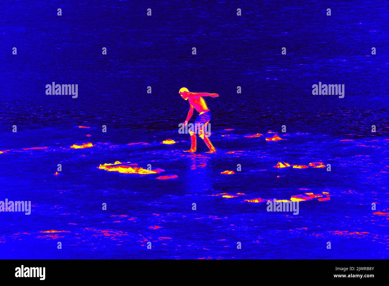 Walking on thin ice (buck the odds). Thermal impressionism Stock Photo ...