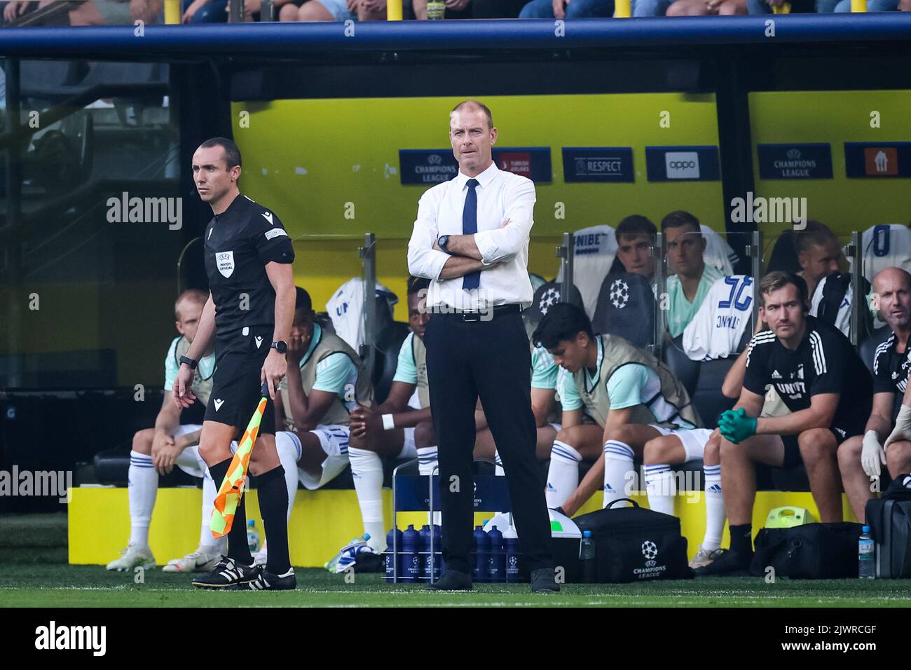 DORTMUND, GERMANY - SEPTEMBER 6: Coach Jess Thorup of FC Copenhagen looks on during the UEFA ...