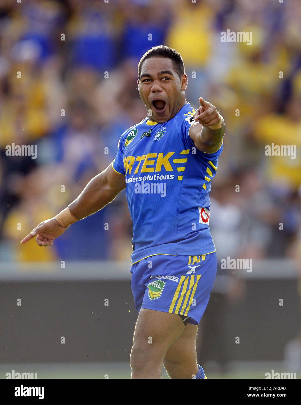Chris Sandow celebrates his try during the NRL Rugby League, Round 1 ...