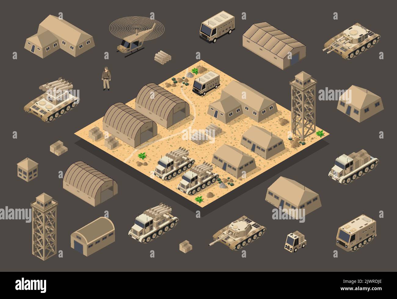 Set of army armed troop isometric armed military transport objects Stock Vector Image & Art - Alamy