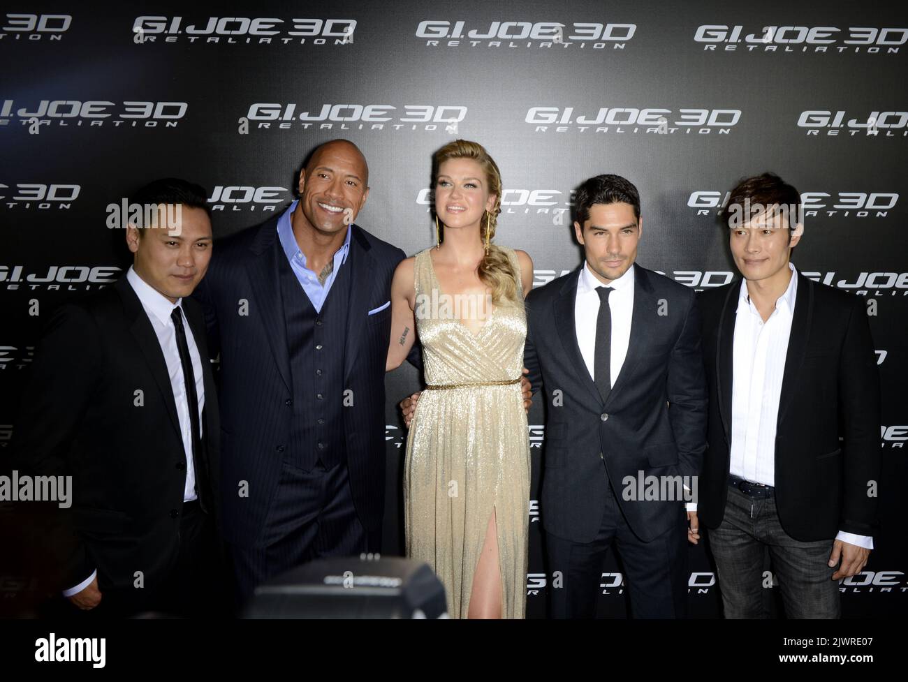 American director Jon M. Chu with actors Dwayne 'The Rock' Johnson ...