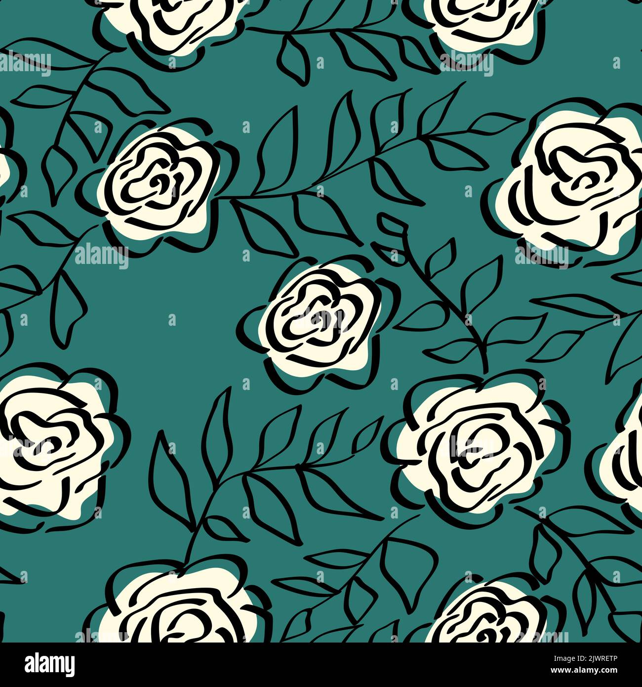 Colorful roses in trendy style. Abstract floral background. Modern ...