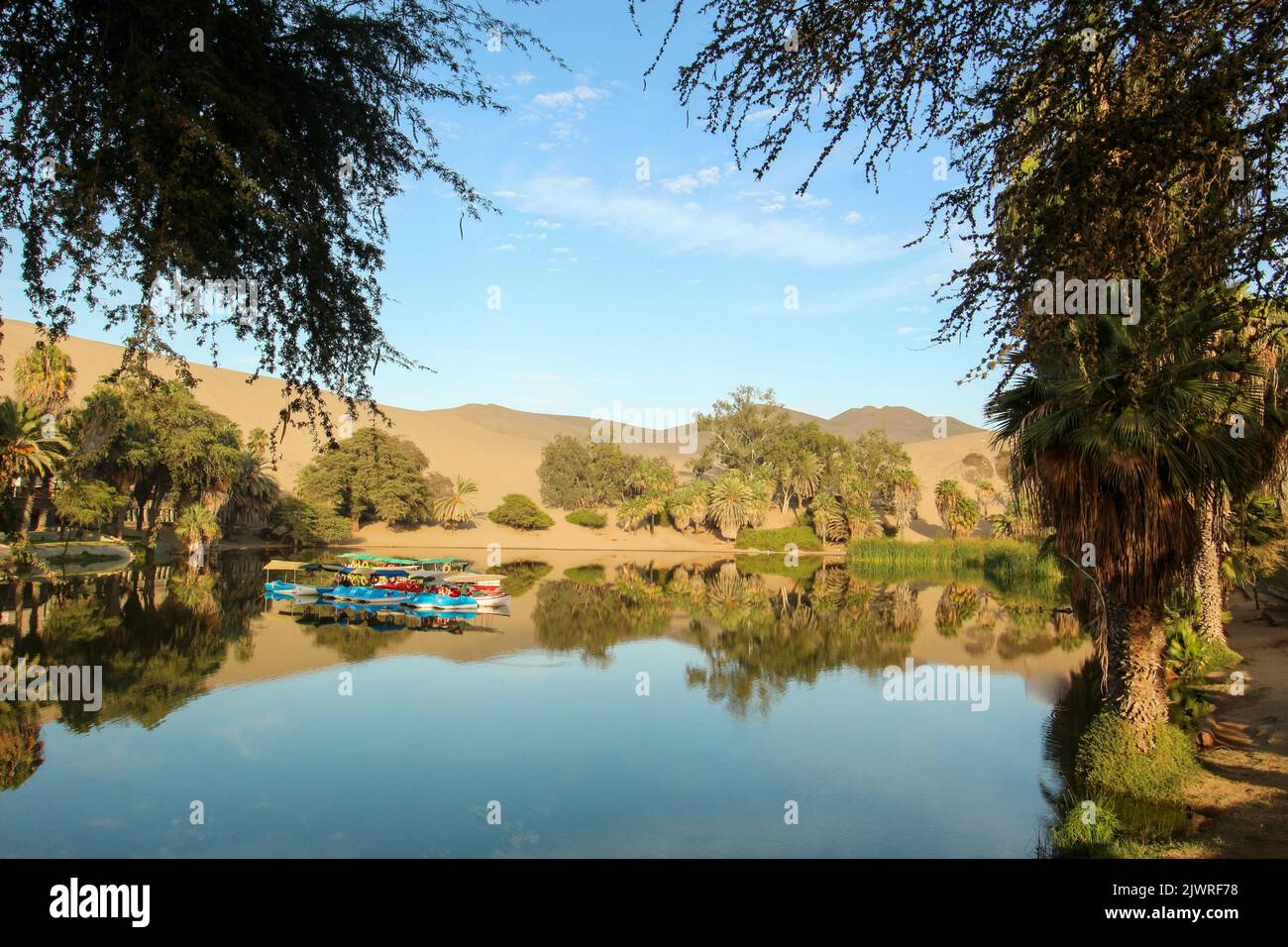 Huacachina - an oasis in the middle of the Peruvian desert, view of ...