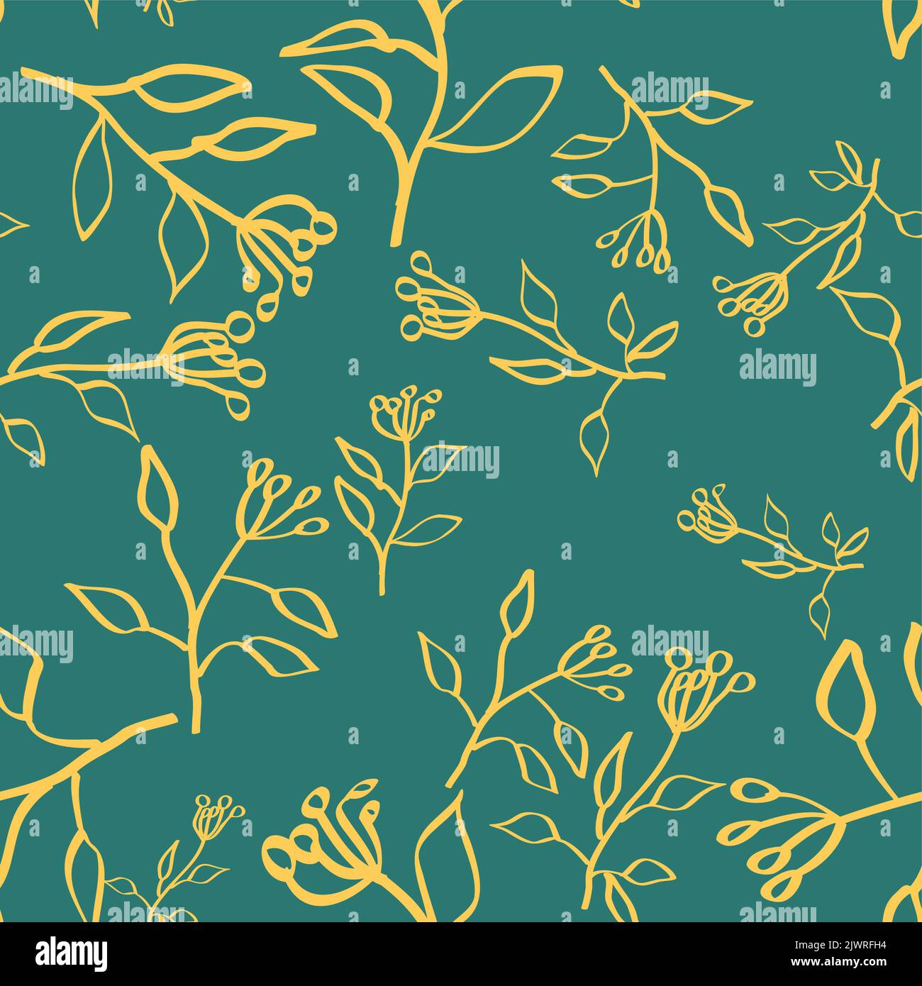 Spring botanical print. Vector retro floral seamless pattern. Seamless pattern abstract leaf ...