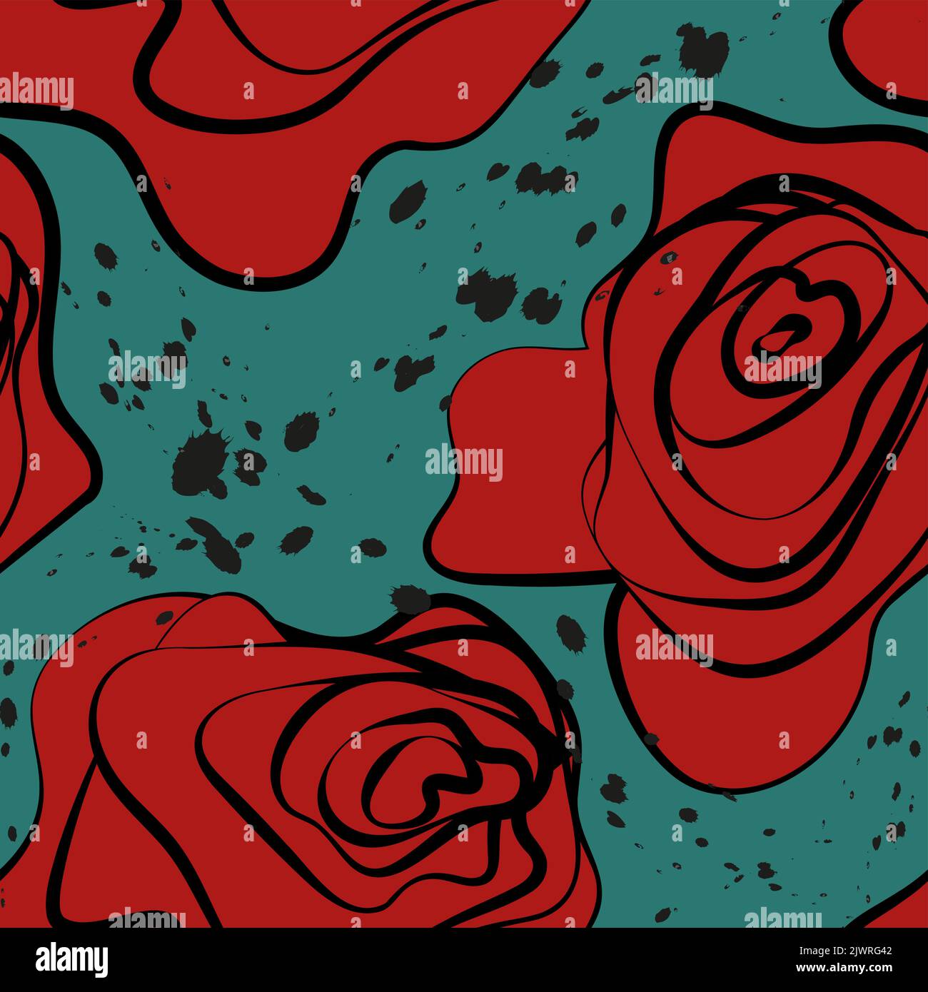 Colorful roses in trendy style. Abstract floral background. Modern ...