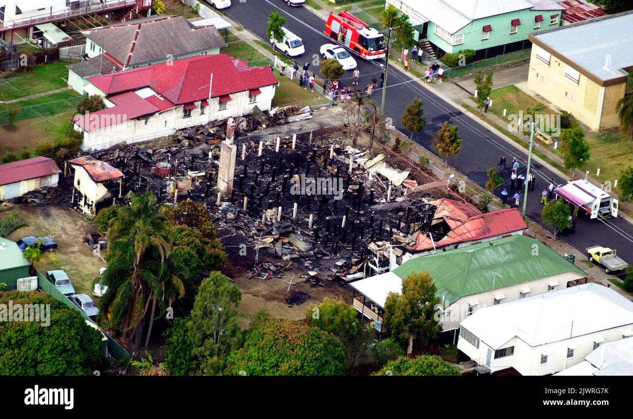 PA PHOTOS / AAP -UK USE ONLY: Brisbane. Aerial view of the remains of a ...