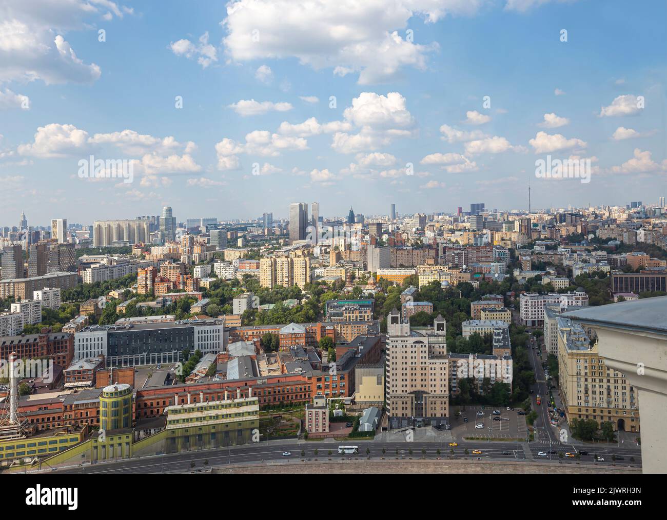 Aerial view of center of Moscow from observation deck located on the ...