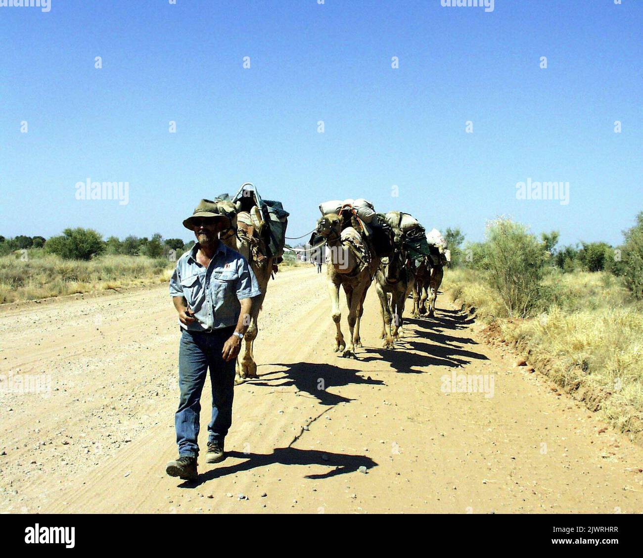 PA PHOTOS/AAP - UK USE ONLY: Alice Springs. Nick Smail, leads camels ...