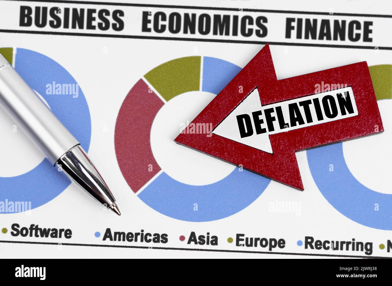 Business concept. Against the background of the diagrams, an arrow with ...