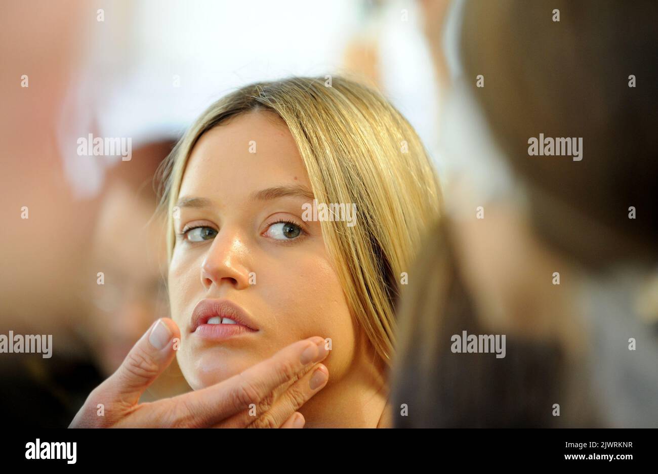 Georgia May Jagger backstage at the Camilla show at Mercedes-Benz ...