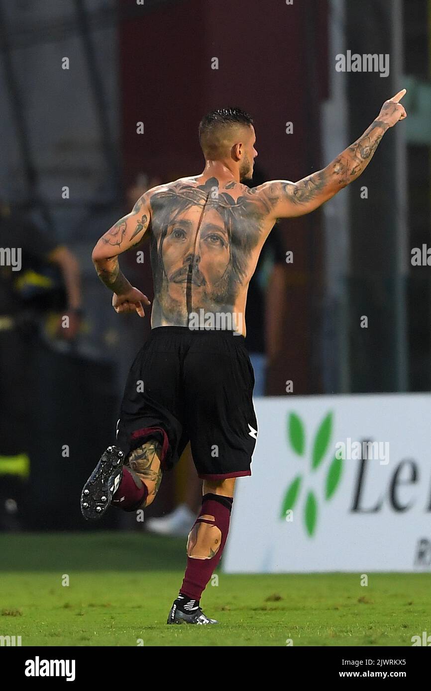 Pasquale Mazzocchi of US Salernitana celebrates after scoring first ...