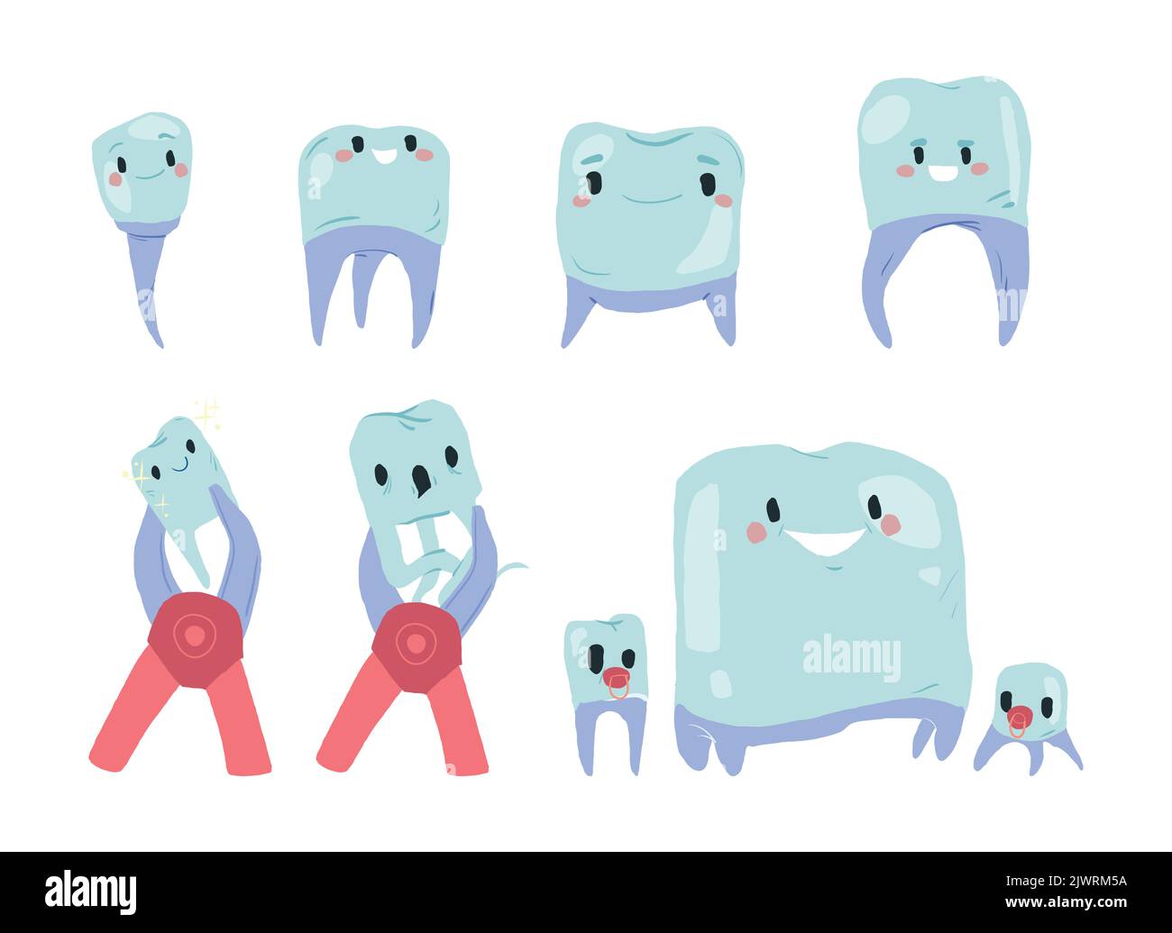 Clean teeth with mouthwash in flat design. Smiling teeth cartoon dental ...