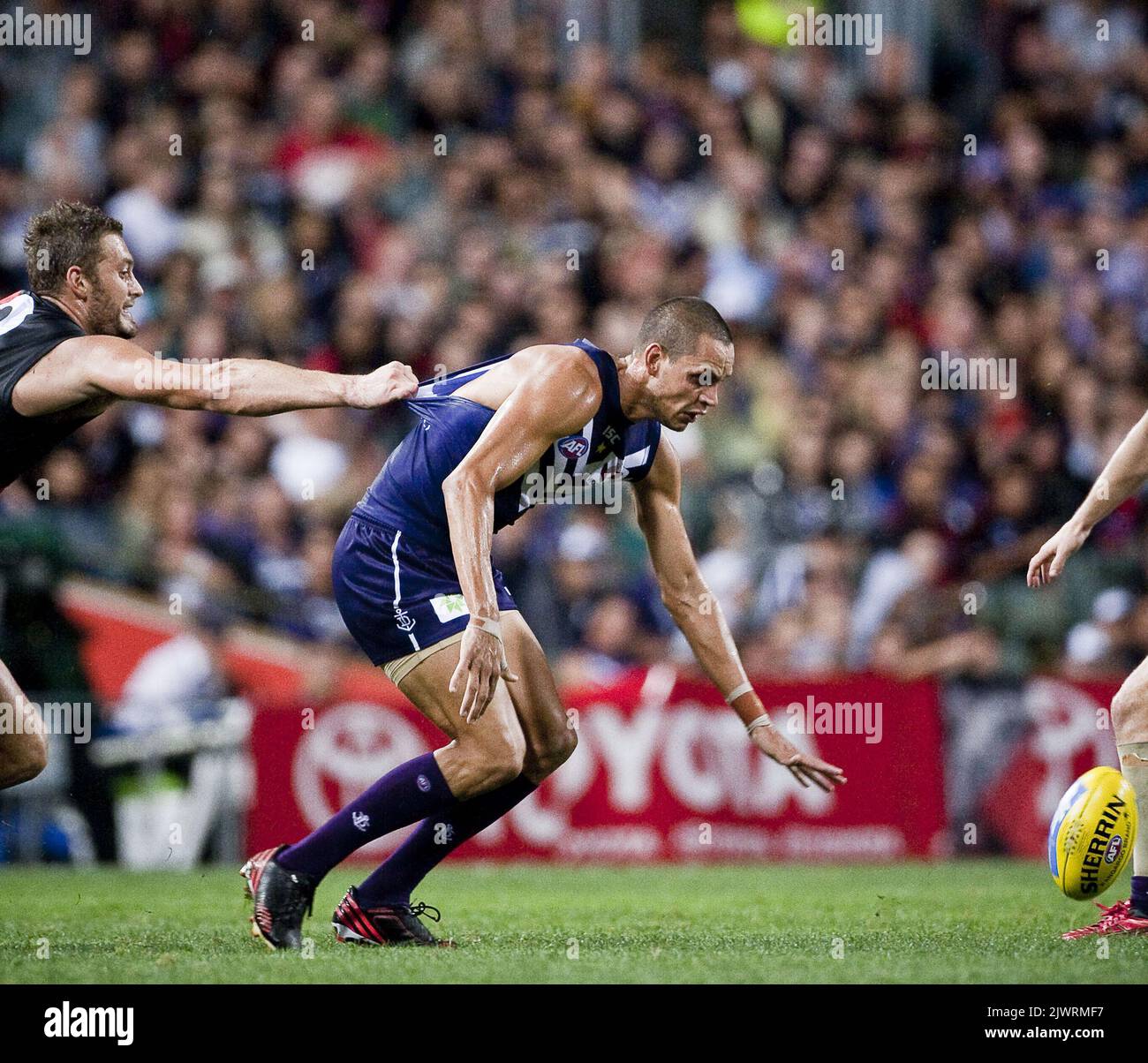 Michael Johnson of Fremantle in action during the round three AFL match ...