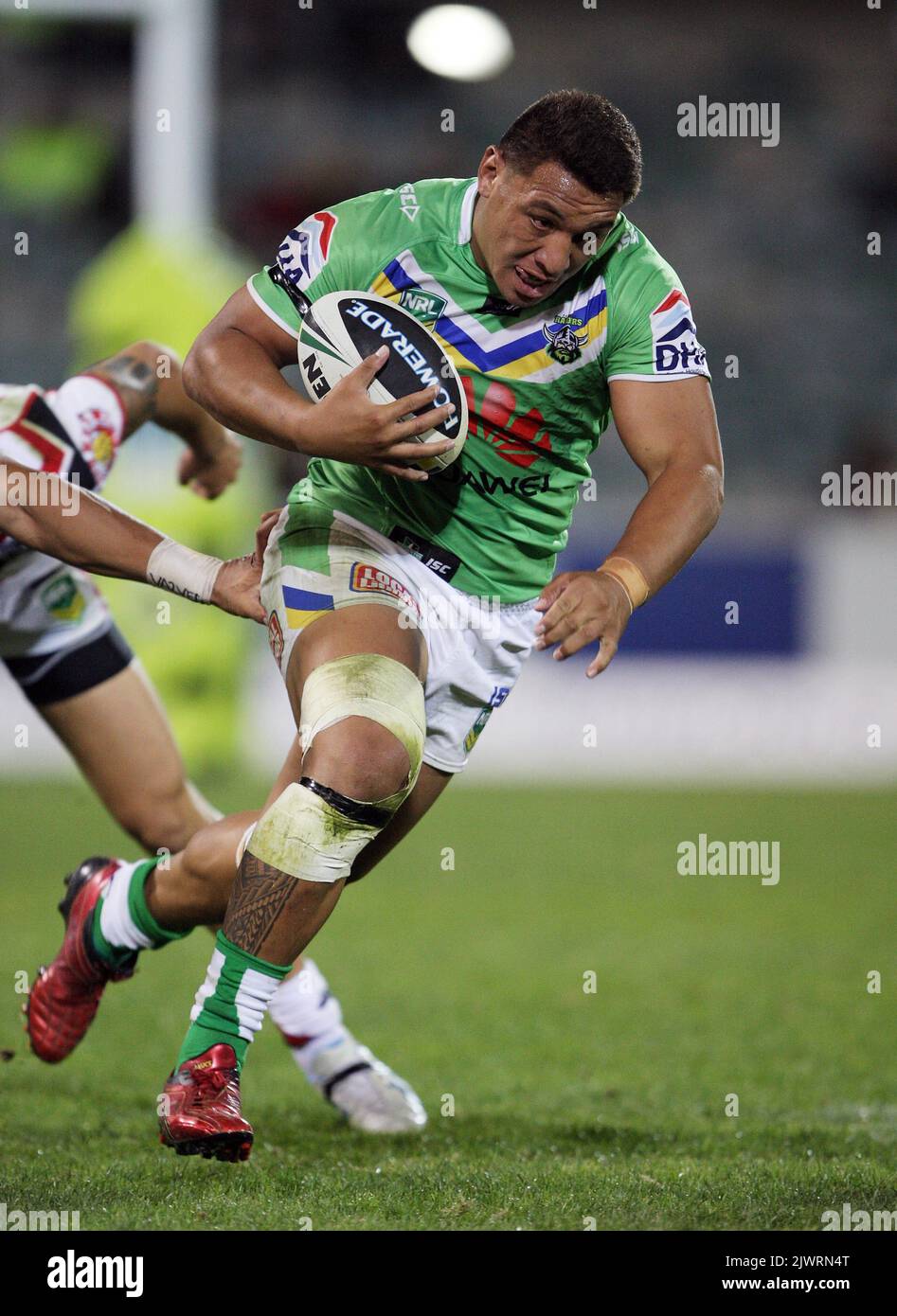 Josh Papalii in action during the NRL Round 6 match between Raiders and ...
