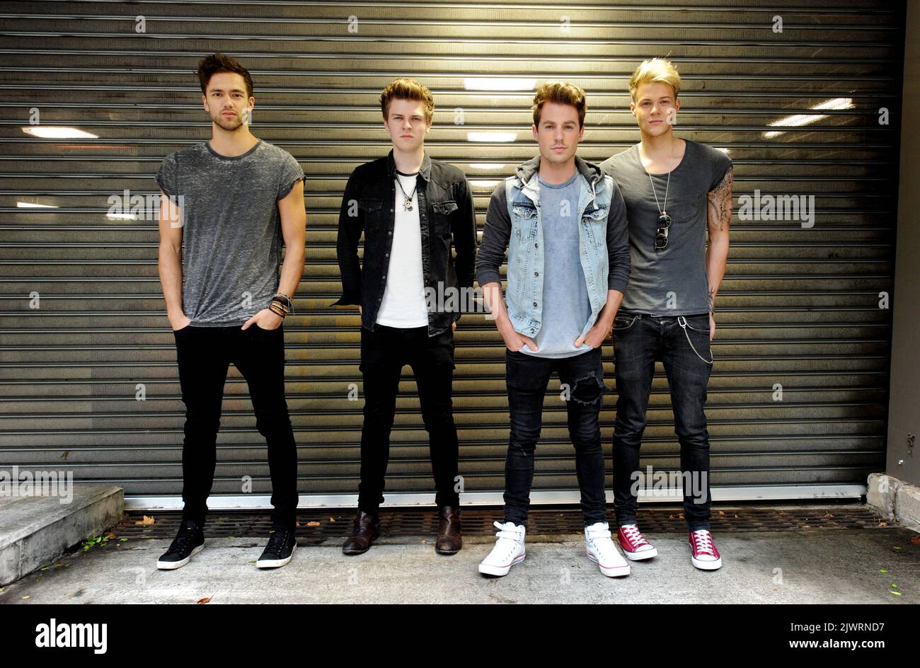 British band Lawson pose for photographs in Sydney on Tuesday, April 16 ...