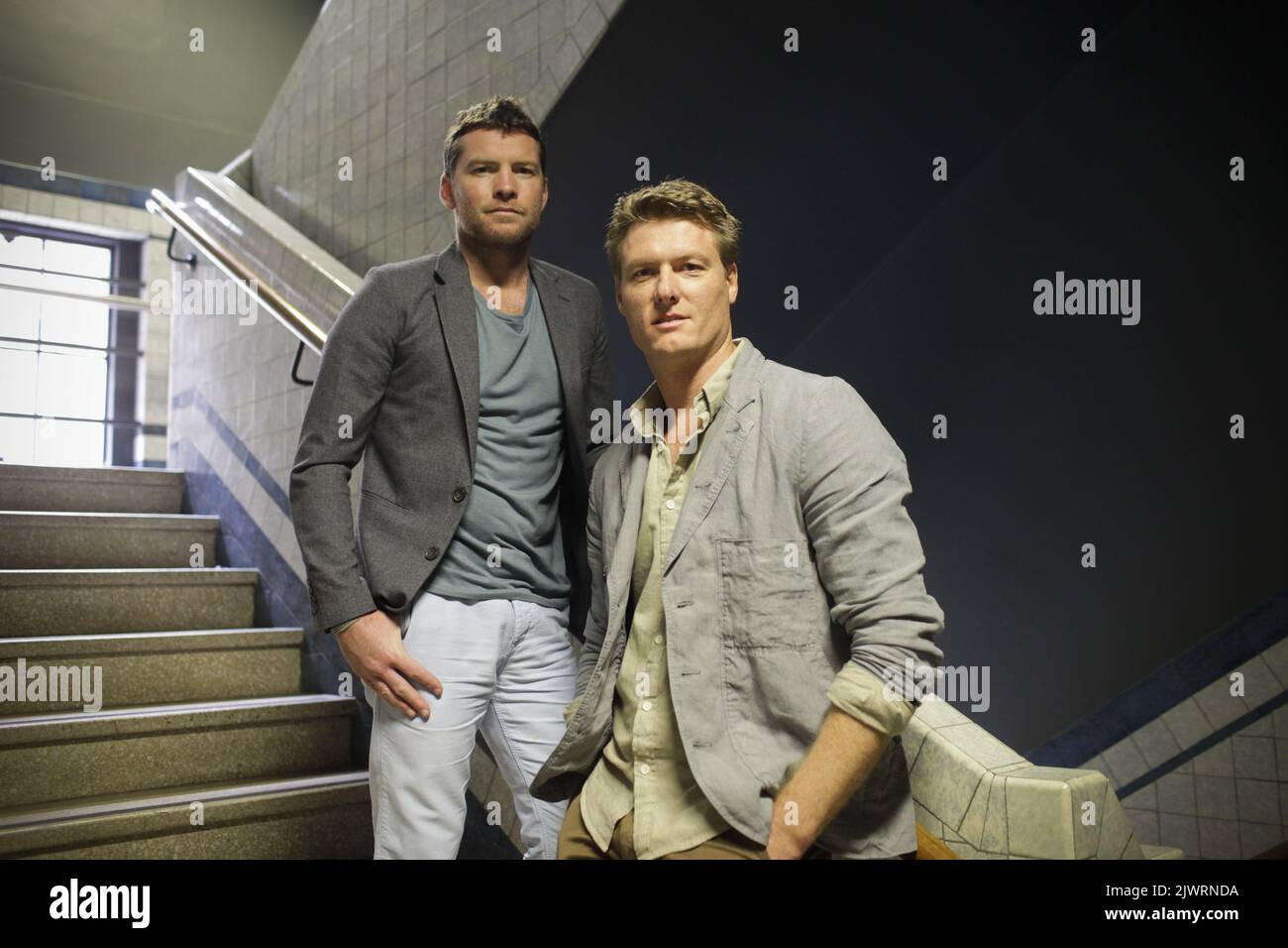 Australian actors Myles Pollard (right) and Sam Worthington pose for ...