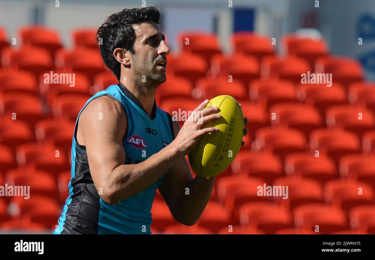 Domenic Cassisi looks on during the Port Adelaide training session at ...