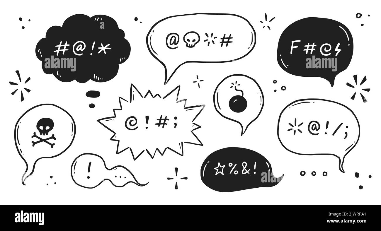 Swear word speech bubble set. Curse, rude, swear word for angry, bad ...