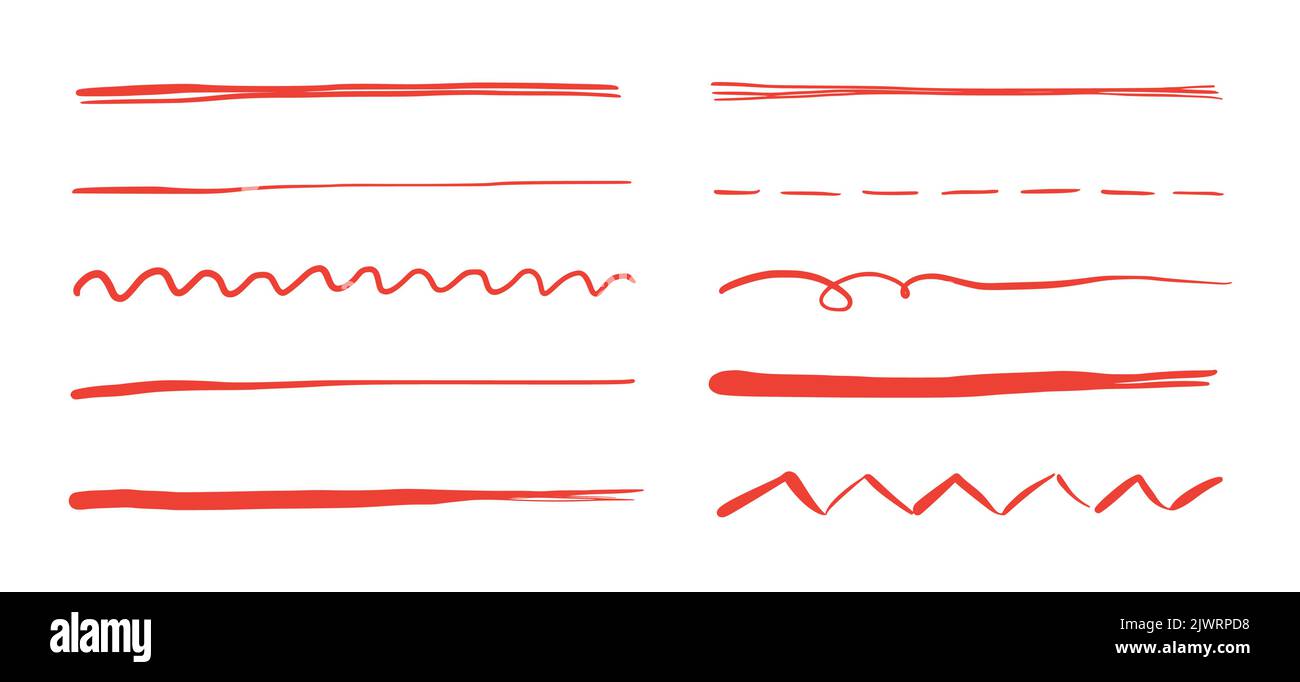 Red brush stroke underline. Marker pen highlight stroke. Vector swoosh ...