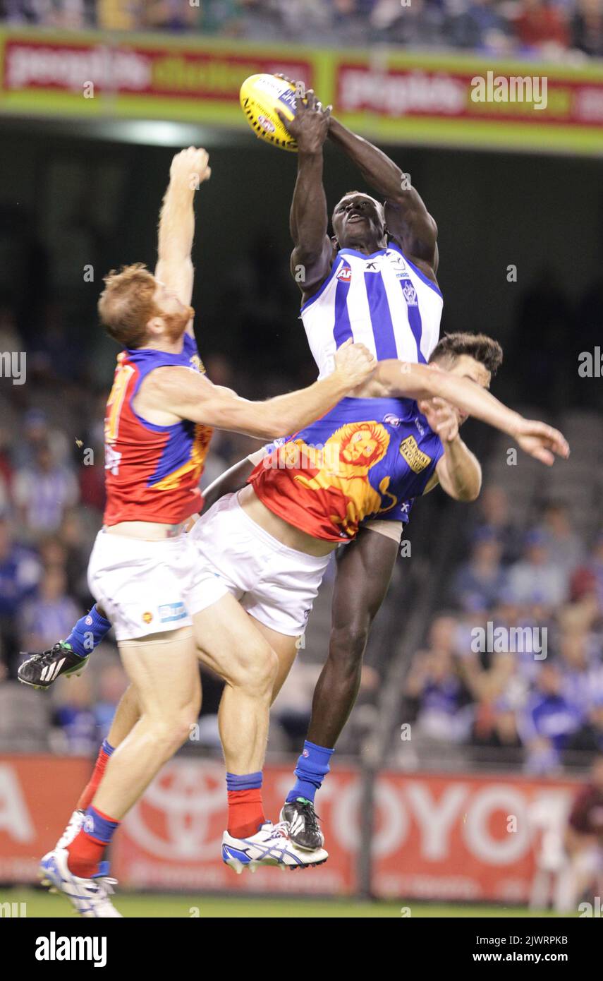 Majak Daw takes a big mark for North Melbourne for his debut game ...