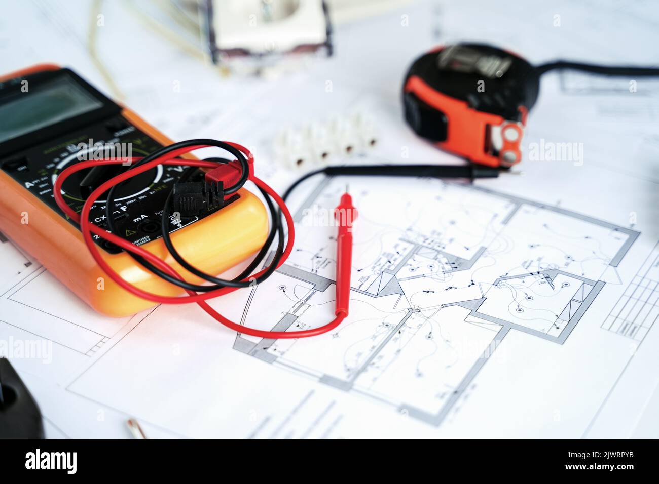 Making repairs,planning electricity project in house.Drawings,diagrams ...