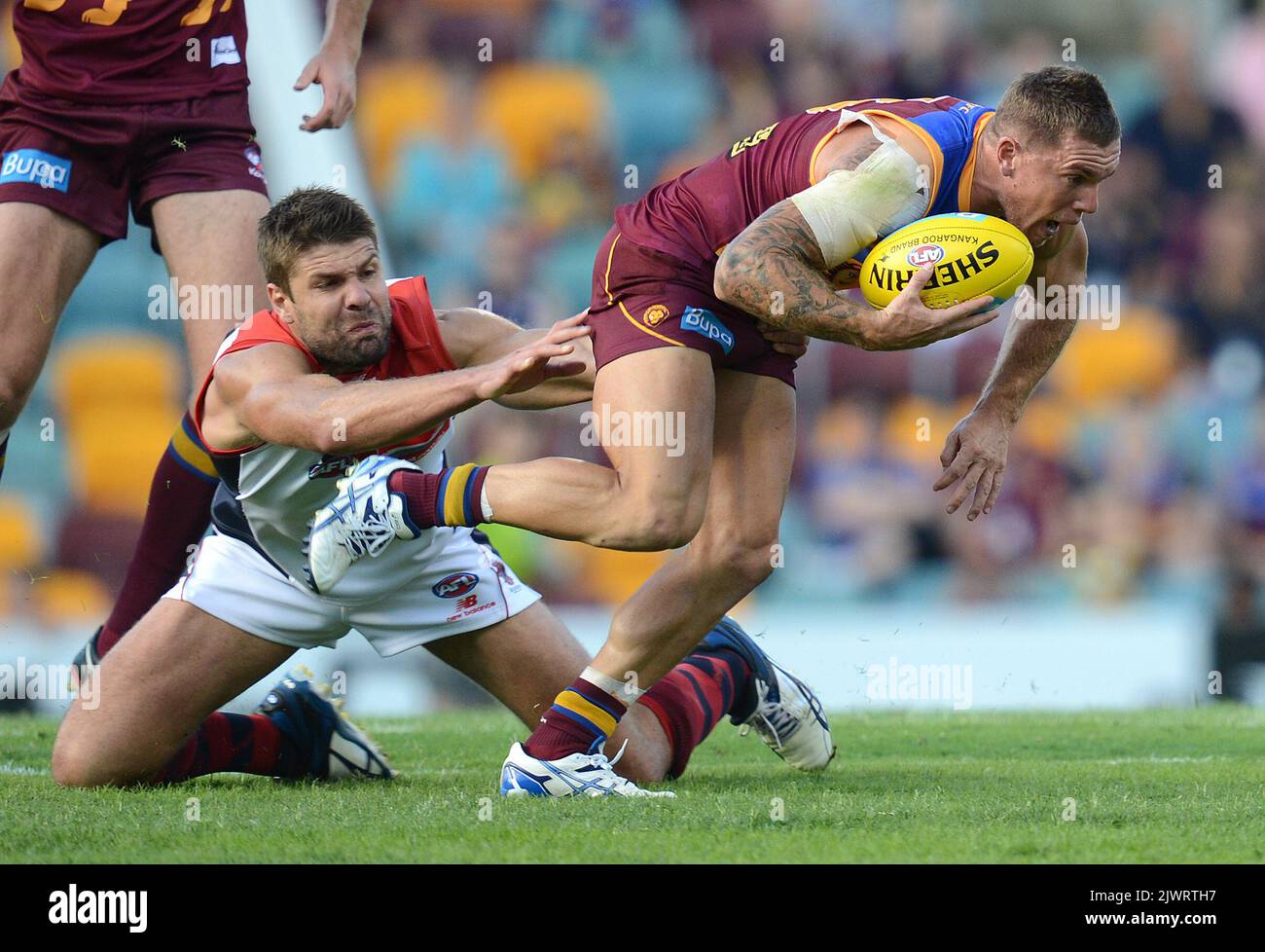 Lions' player Brent Moloney gains possession during the round 5 AFL ...