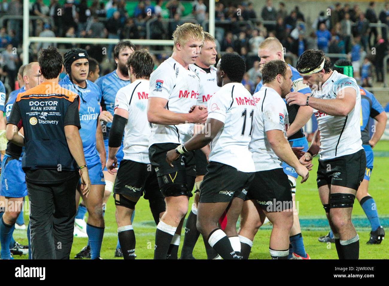 Sharks players after the Super Rugby match between the Western Force ...